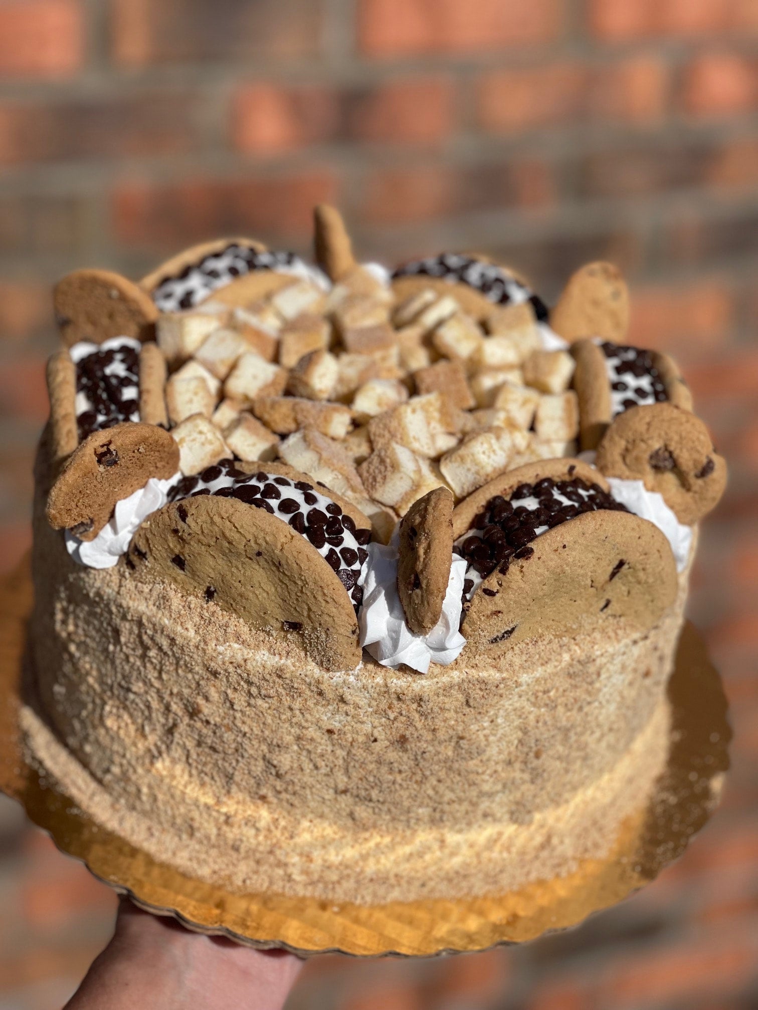 Ice Cream Cake topped with Cheese cake bites | C O N E Y W A F F L E